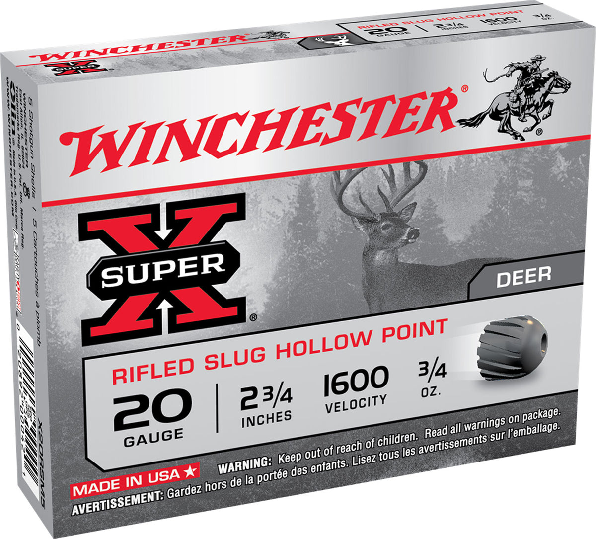 20GA Winchester 2 3/4 inch Rifled Slugs - 5 Rounds – Maine Arms & Outdoors